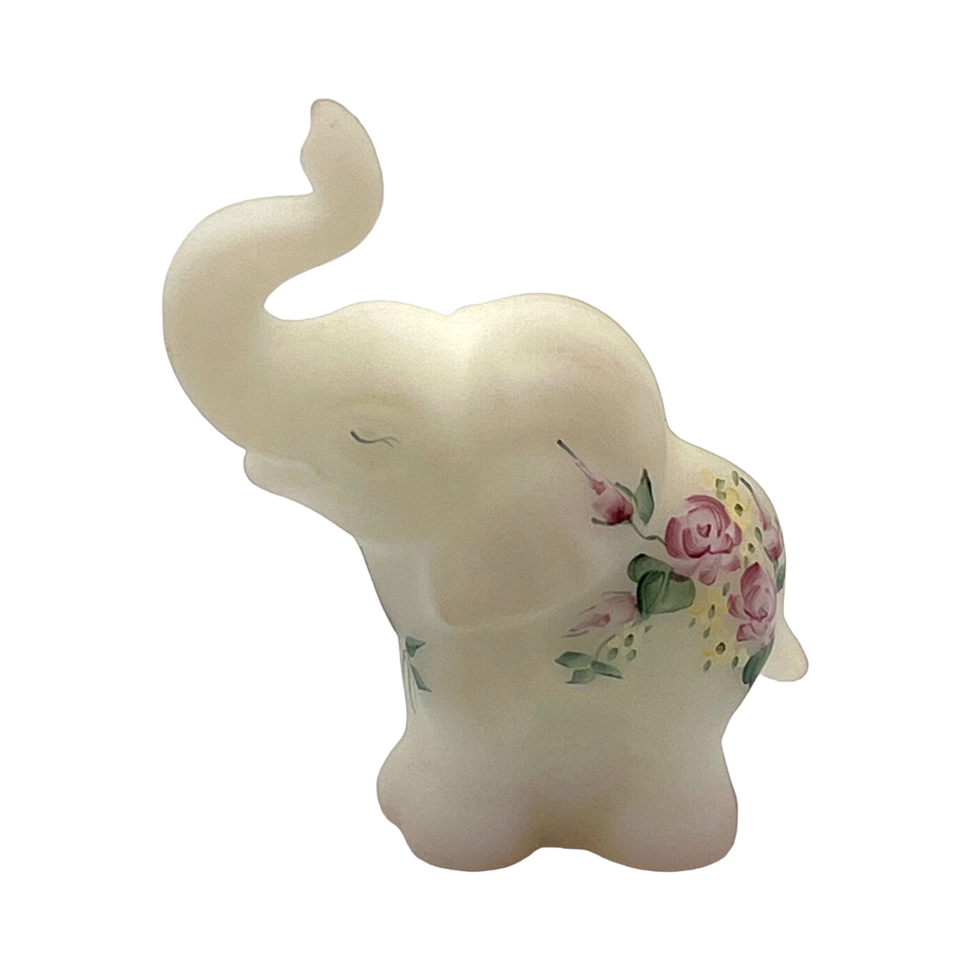 Fenton Art Glass Elephant Satin Glass White Signed & Hand - Etsy