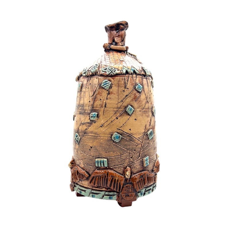 W. Right - Red Clay Pottery Vessel With Geometric Shapes & Sgraffito ...
