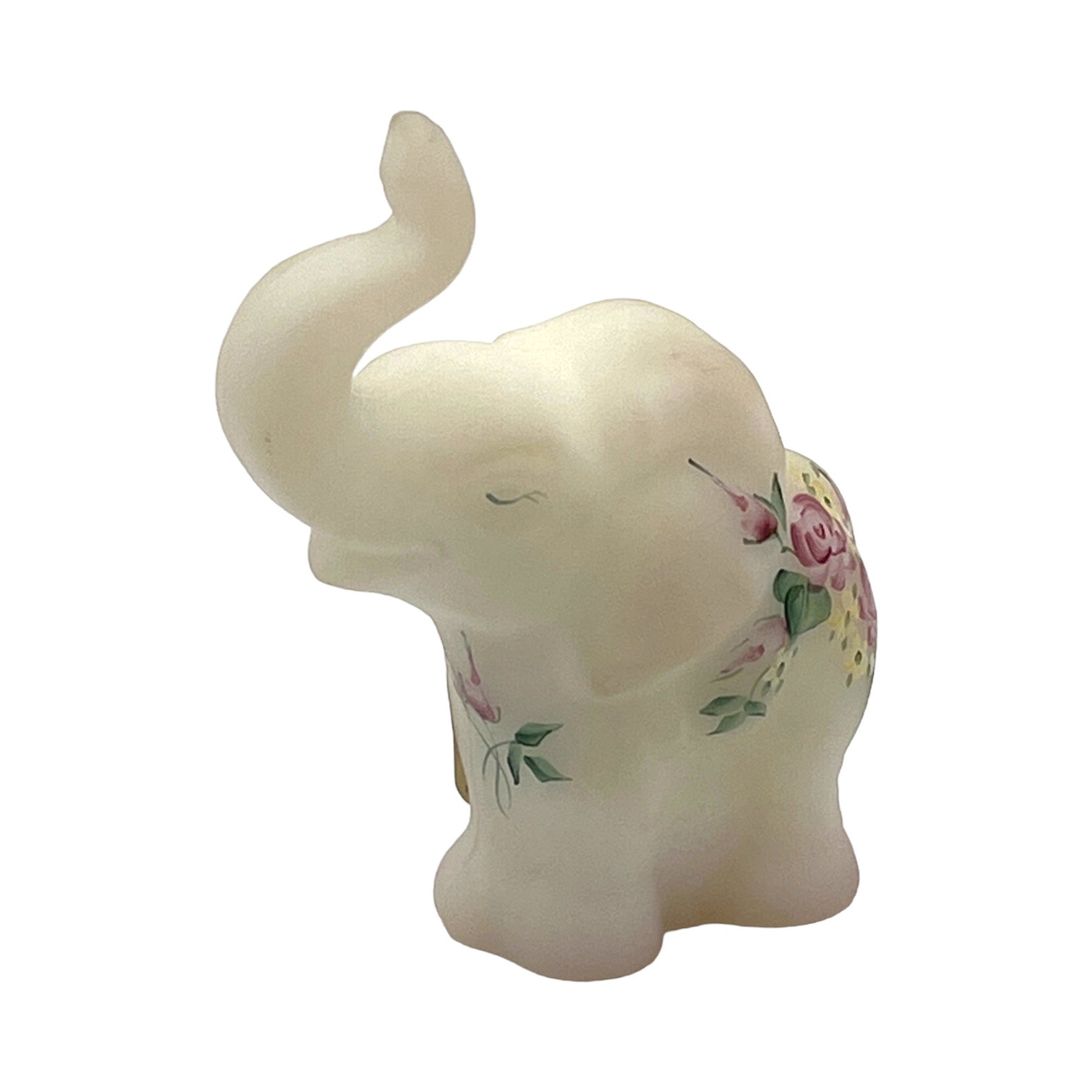 Fenton Art Glass Elephant Satin Glass White Signed & Hand - Etsy