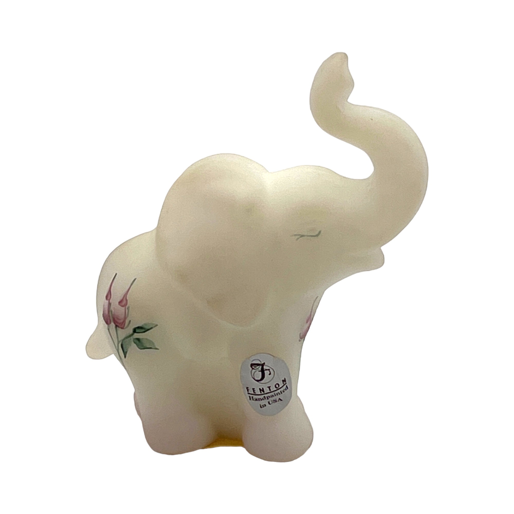 Fenton Art Glass Elephant Satin Glass White Signed & Hand - Etsy