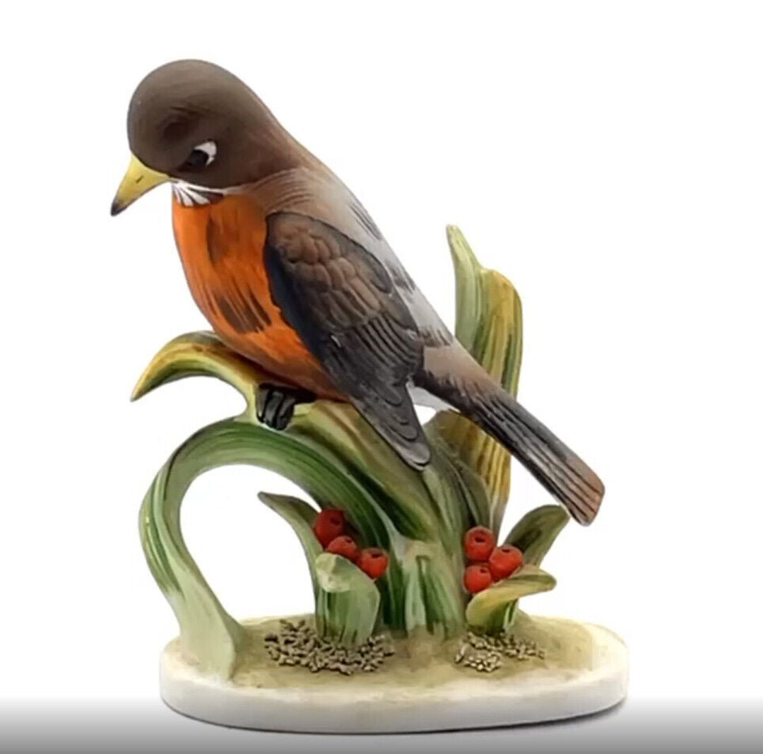 Lefton China Red Robin W/flowers 4 - Etsy