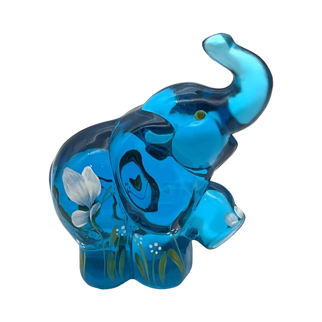 Fenton Art Glass - Elephant Turquoise - Hand Painted & Signed - Etsy