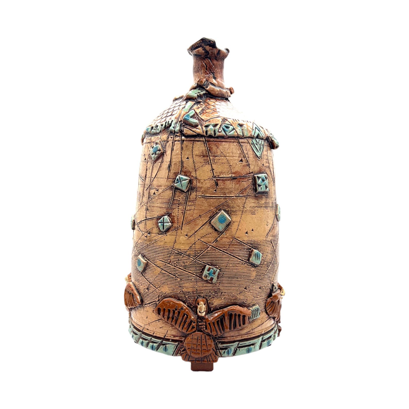 W. Right - Red Clay Pottery Vessel With Geometric Shapes & Sgraffito ...