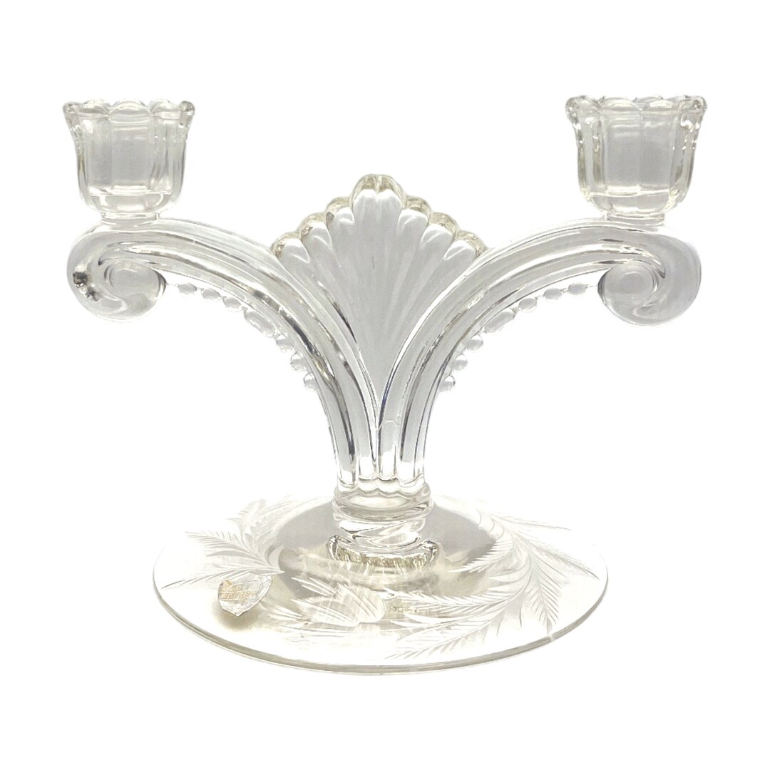 Tiffin-franciscan Double Light Candle Holder With Etched Base Vintage 5 ...