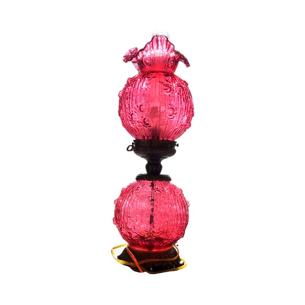 Fenton Cranberry Lamp - Etsy