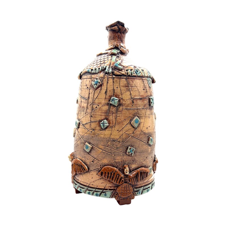 W. Right - Red Clay Pottery Vessel With Geometric Shapes & Sgraffito ...
