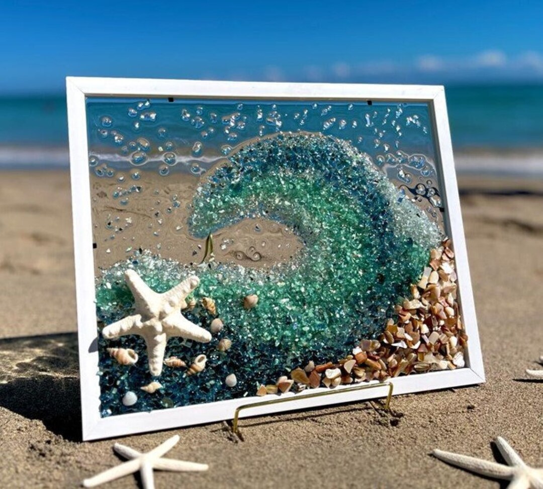 Glass Resin Painting Wave Glass Art Wave Wall Painting Wave - Etsy