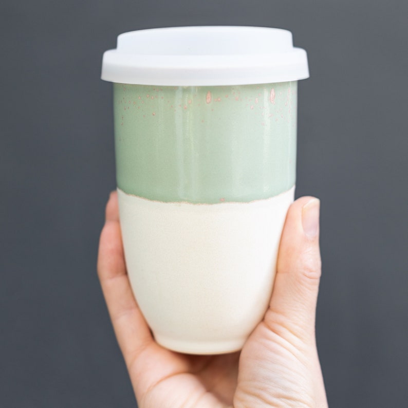 Ceramic Travel Mug With Silicone Lid and Heatband 12oz - Etsy