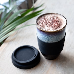 Reusable Ceramic Travel Mug With Silicone Lid – 12oz Handmade Coffee ...