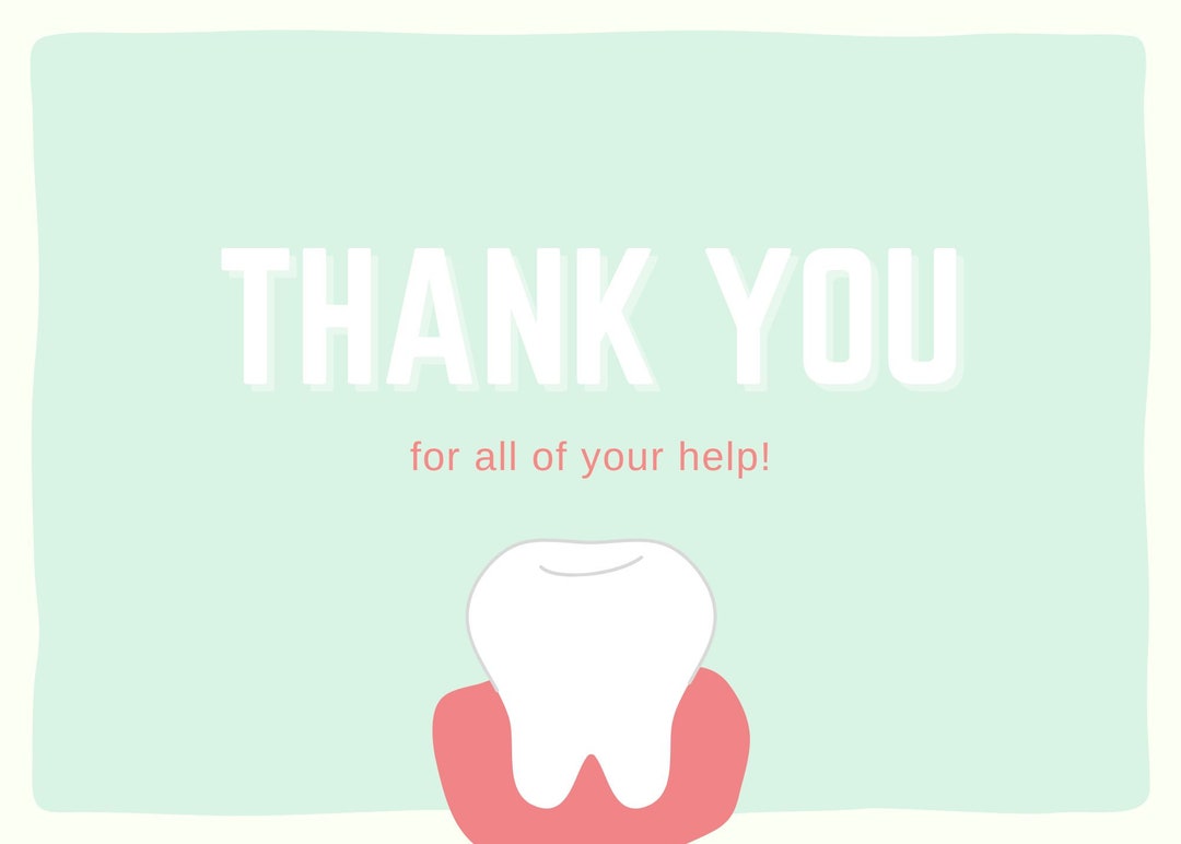 Digital Tooth Thank You Card for Dentists, Hygienists, Assistants ...