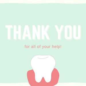 Digital Tooth Thank You Card for Dentists, Hygienists, Assistants ...