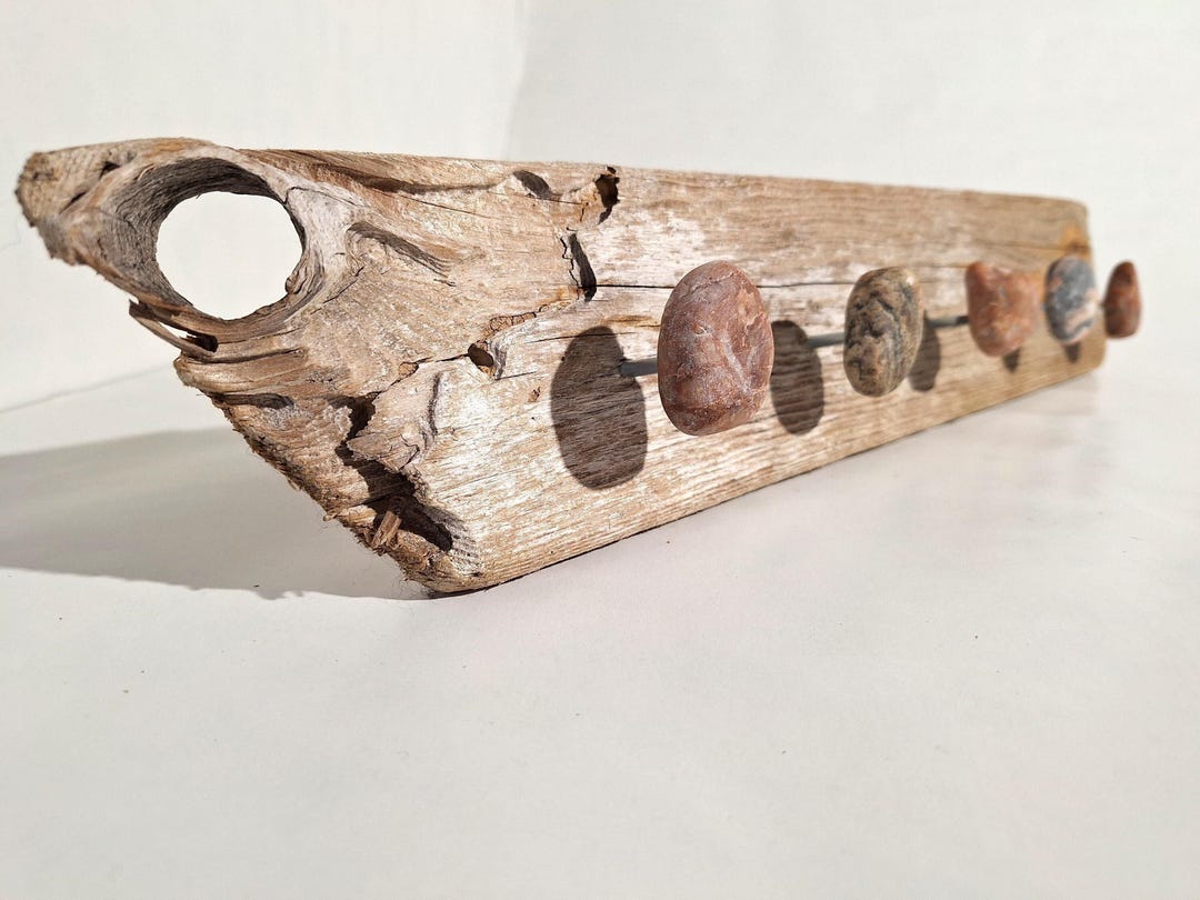 Driftwood With Pebble Knobs for Jewelry and Purses, Rustic Towel Hanger ...