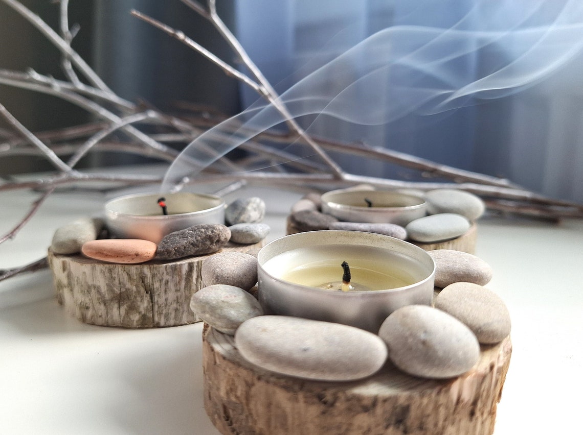 Mini Candle Holder - Set of 3 Christmas Favor Driftwood Tea Light ...