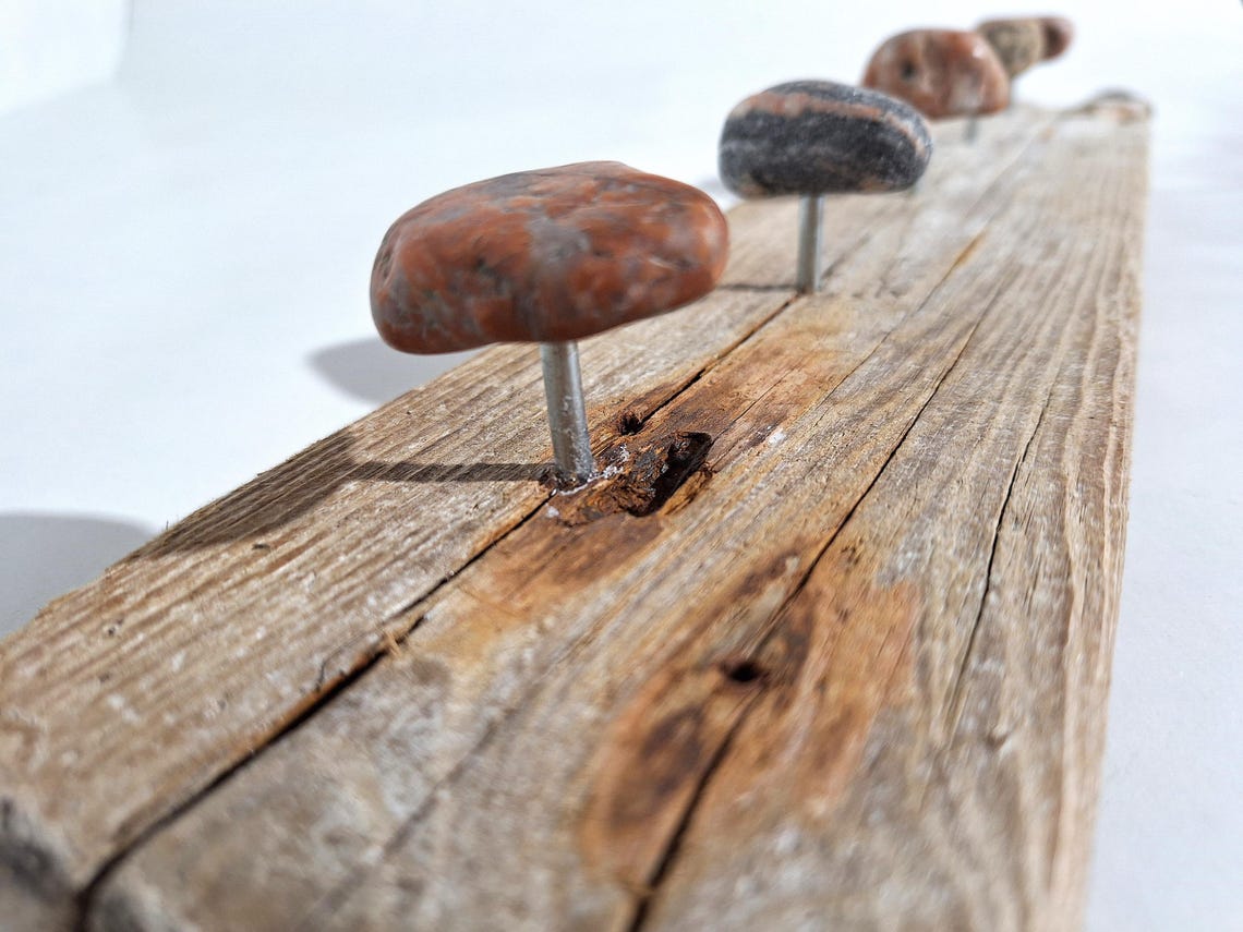 Driftwood With Pebble Knobs for Jewelry and Purses, Rustic Towel Hanger ...