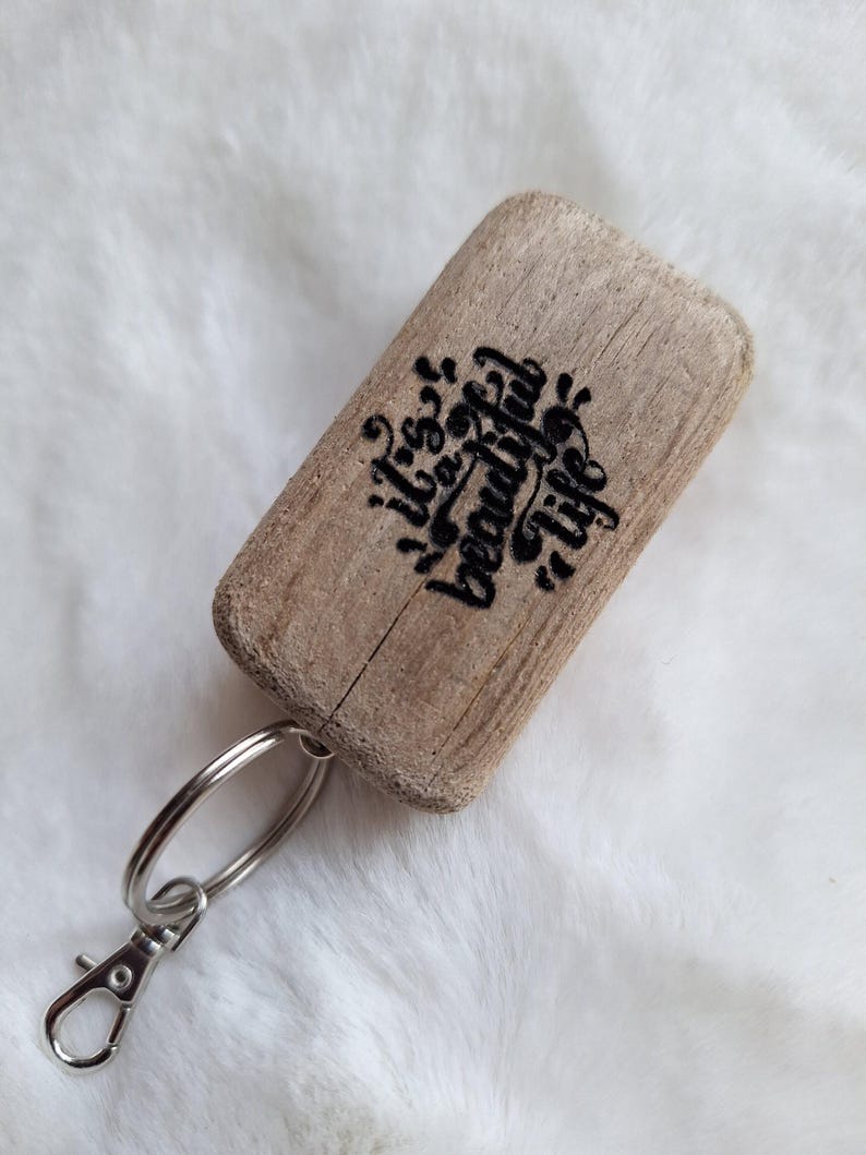 Driftwood Keychain, Handmade Natural Drift Wood Key Chain, Driftwood ...