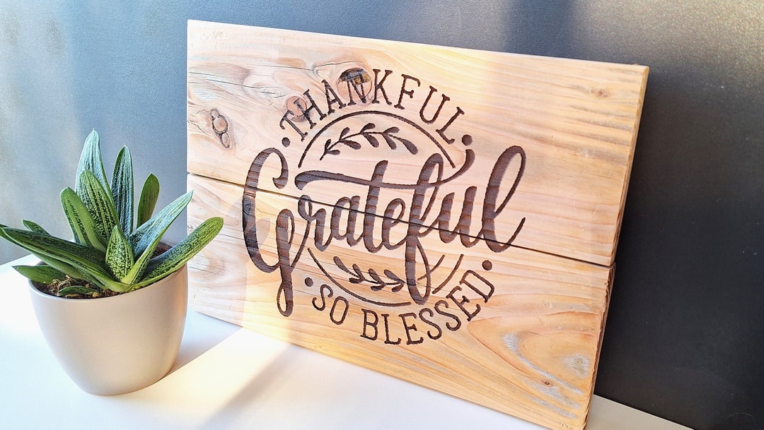 Thankful Grateful Blessed Wood Sign | Rustic Pallet Wall Decor - Etsy