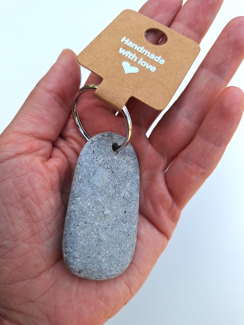 Pebble Keychain, Handmade Natural Product, Stone Key Ring ...
