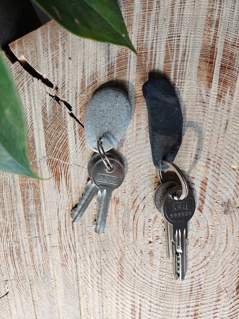 Pebble Keychain, Handmade Natural Product, Stone Key Ring ...