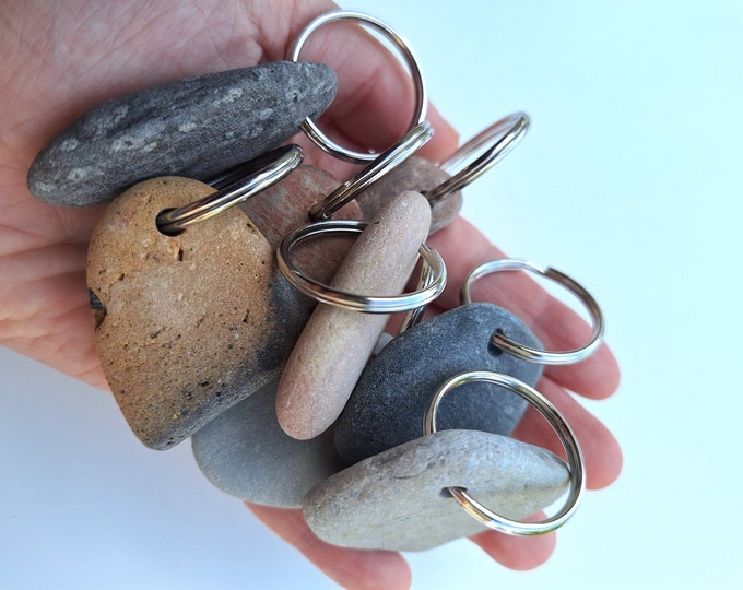 Pebble Keychain, Handmade Natural Product, Stone Key Ring ...