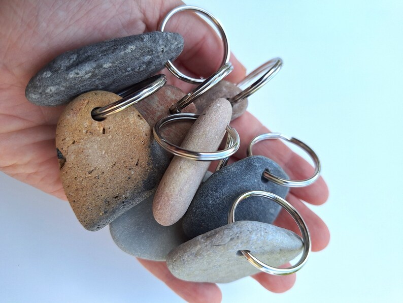 Pebble Keychain, Handmade Natural Product, Stone Key Ring ...