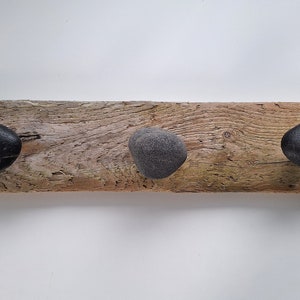 Driftwood Plank Towel Rack, Rustic Towel Hanger With Pebble Hooks ...