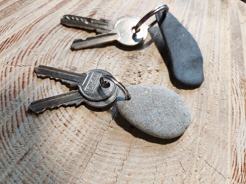 Pebble Keychain, Handmade Natural Product, Stone Key Ring ...