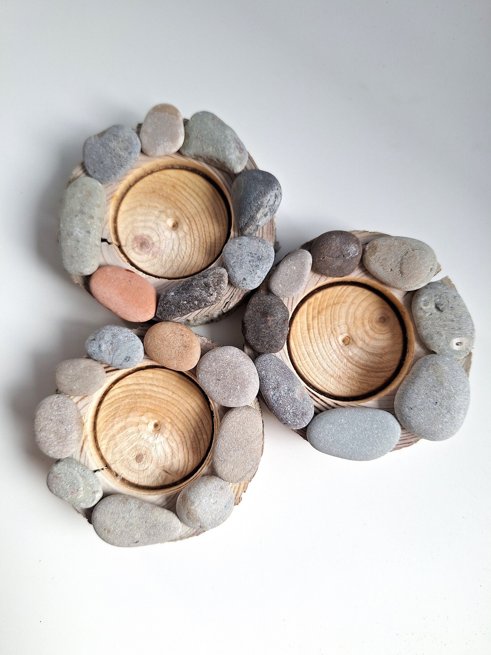 Mini Candle Holder - Set of 3 Christmas Favor Driftwood Tea Light ...