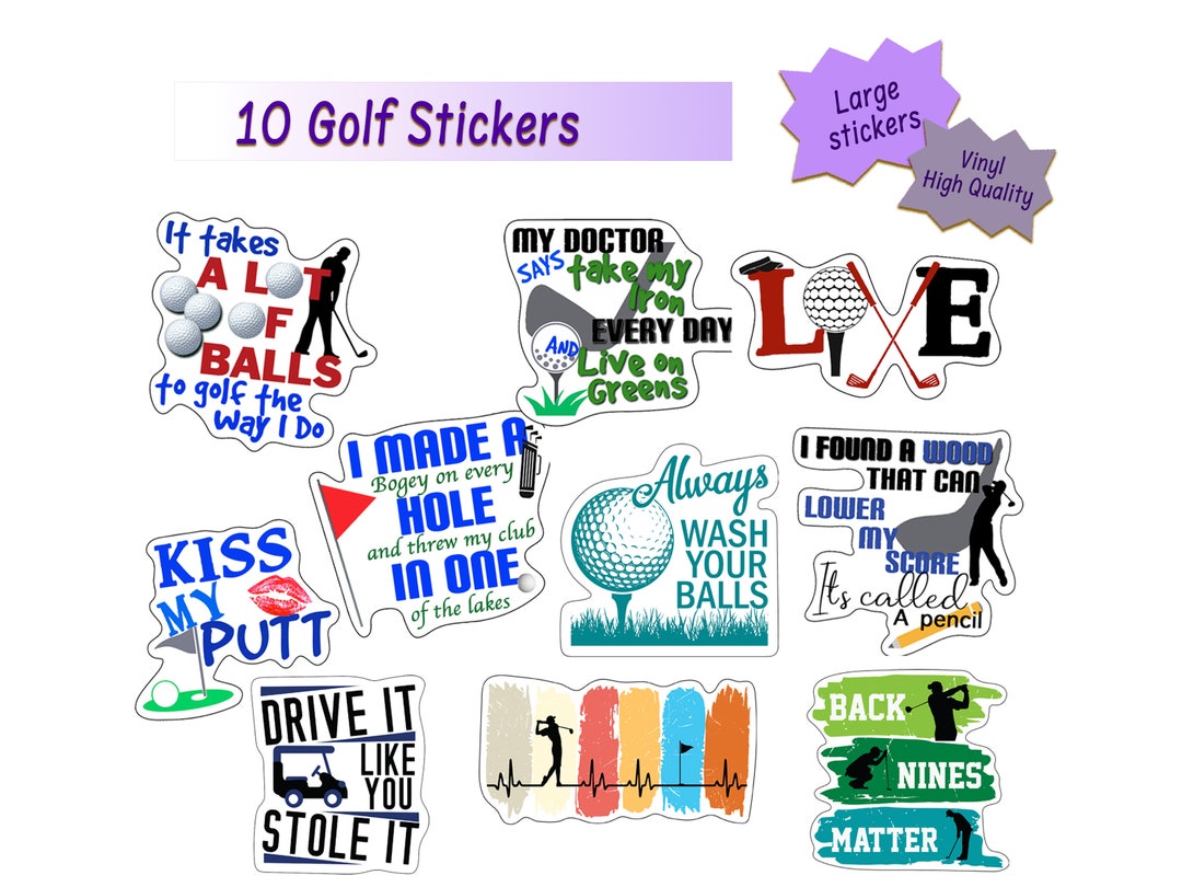 Funny Golf Stickers: Waterproof Vinyl Decals for Water Bottles, Laptops ...