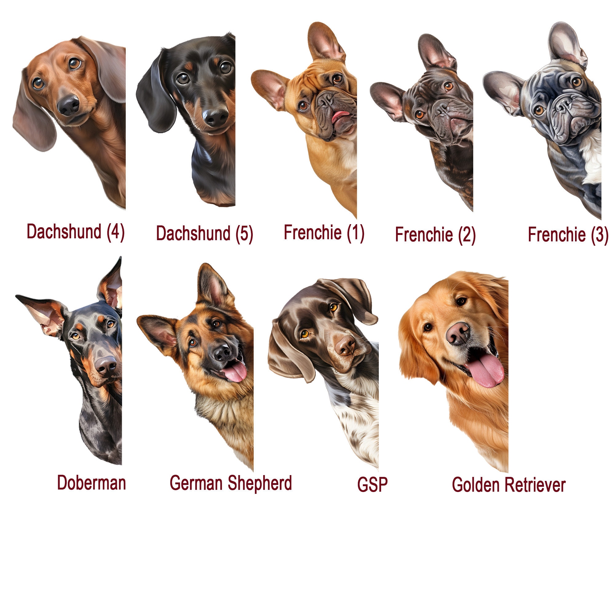 Peeking Dog Sticker (set of 2), Dog Sticker Customized With Favorite ...