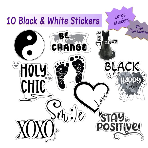 Cute Black and White Stickers - Etsy