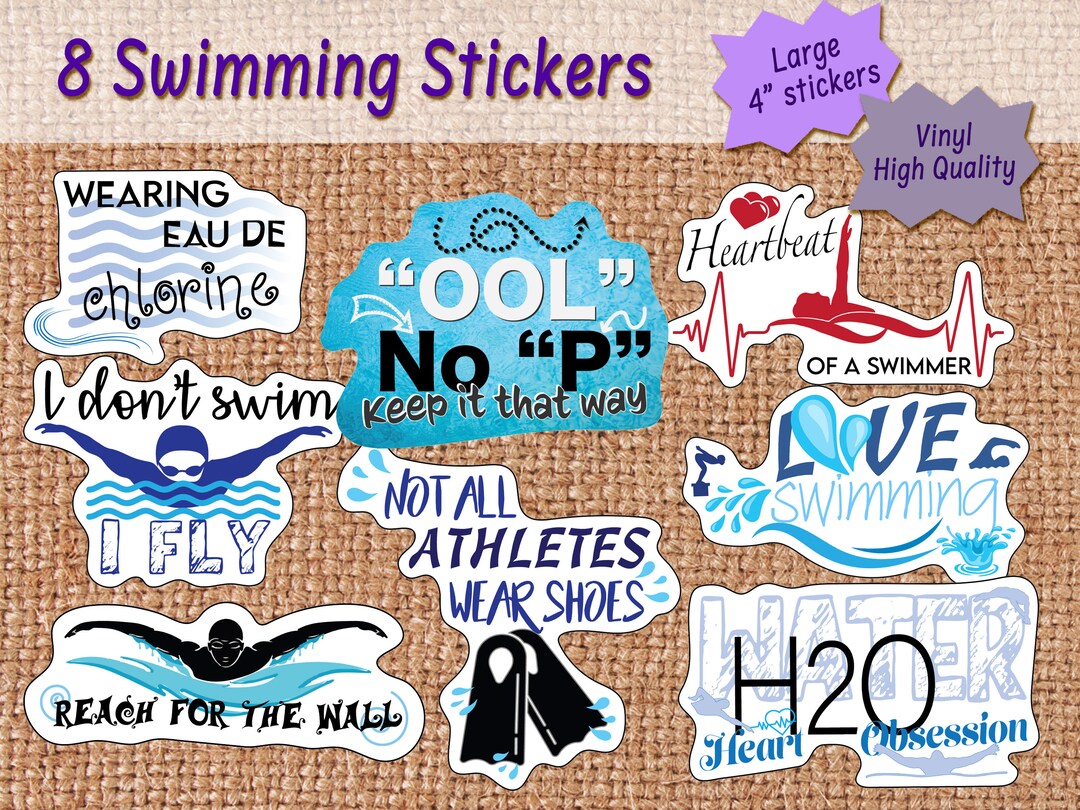 Swimming Stickers Perfect Swimming Gift Eight Waterproof, Durable ...