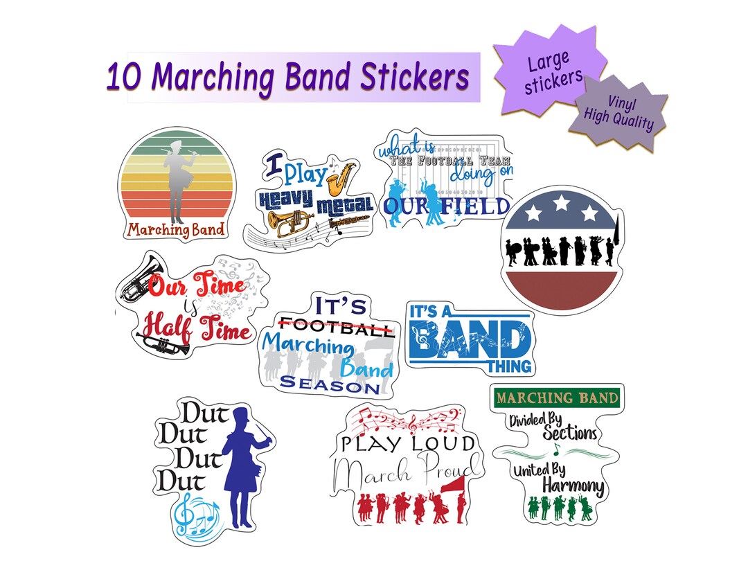 Marching Band Stickers: Waterproof Vinyl Decals, Laptop Stickers - Set ...