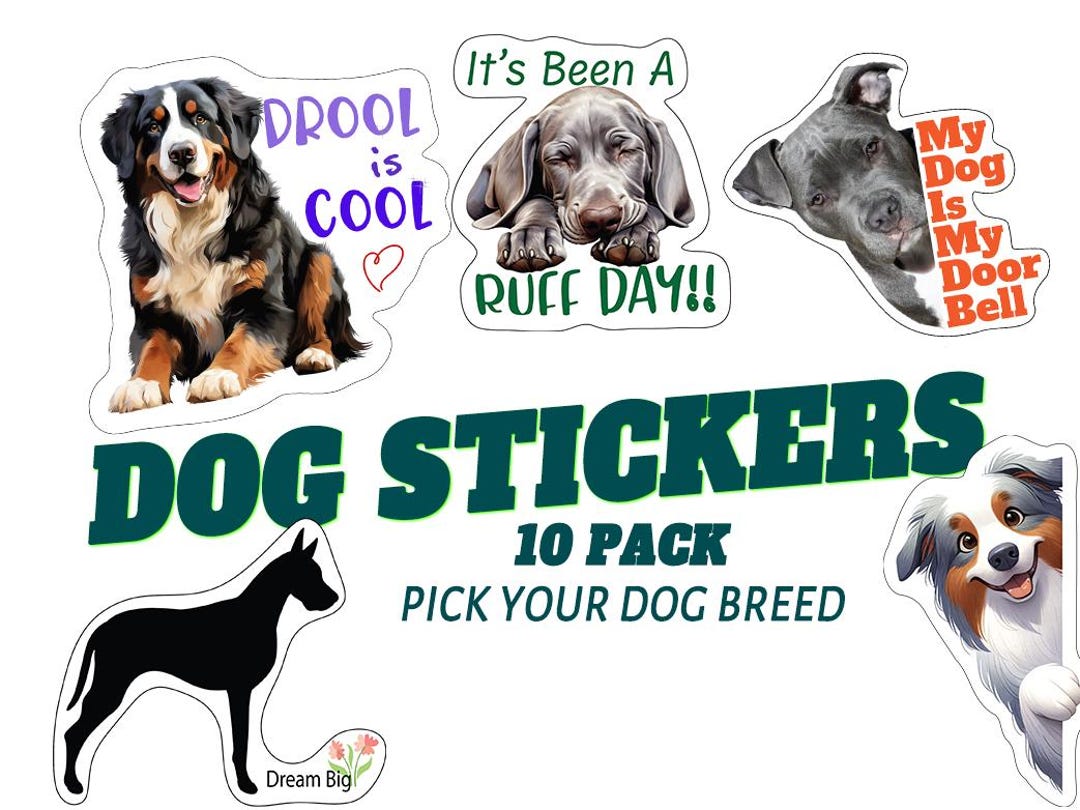 Dog Breed Stickers: Waterproof Vinyl Decals for Dog Lovers (10-pack ...