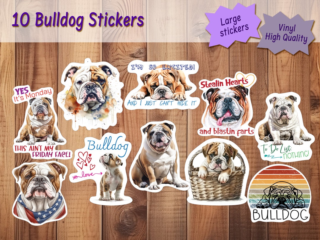 Bulldog Stickers Perfect English Bulldog Gift Ten Waterproof, Durable ...