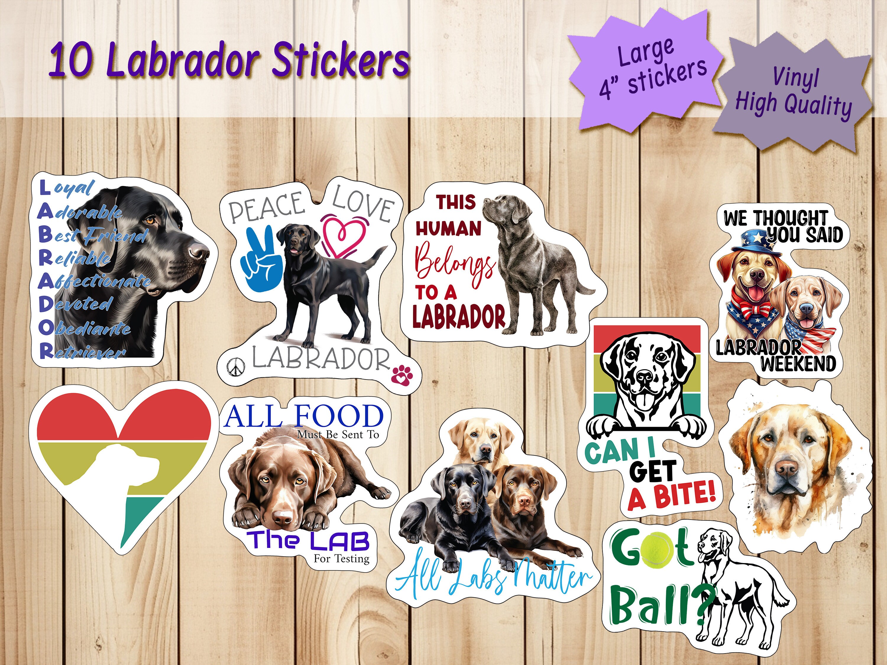 Labrador Stickers Perfect Labrador Retriever Gift Ten Waterproof ...