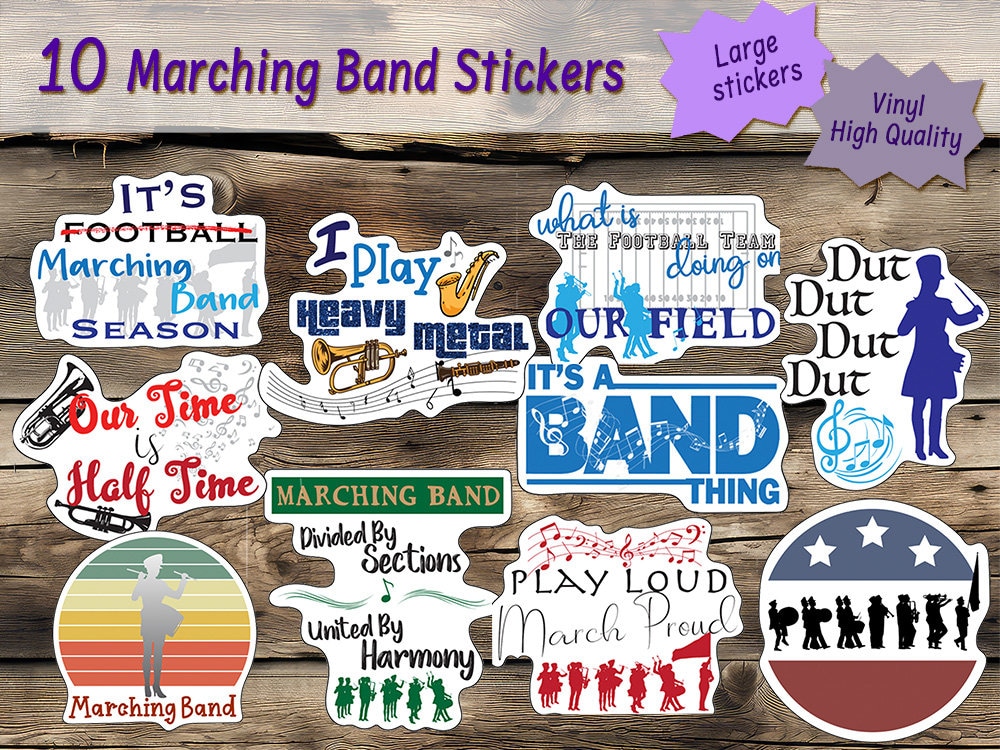 Marching Band Stickers: Waterproof Vinyl Decals, Laptop Stickers - Set ...