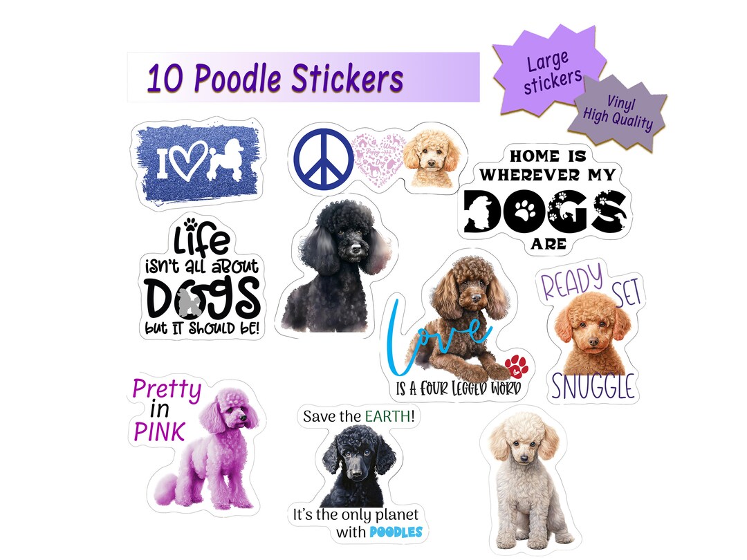 Waterproof Poodle Stickers: Vinyl Decals for Laptop, Car - Set of 10 - Etsy