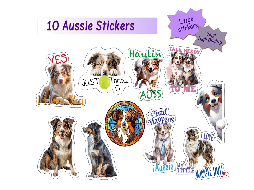 XL Australian Shepherd Stickers: Waterproof Vinyl Dog Breed Decals - Etsy
