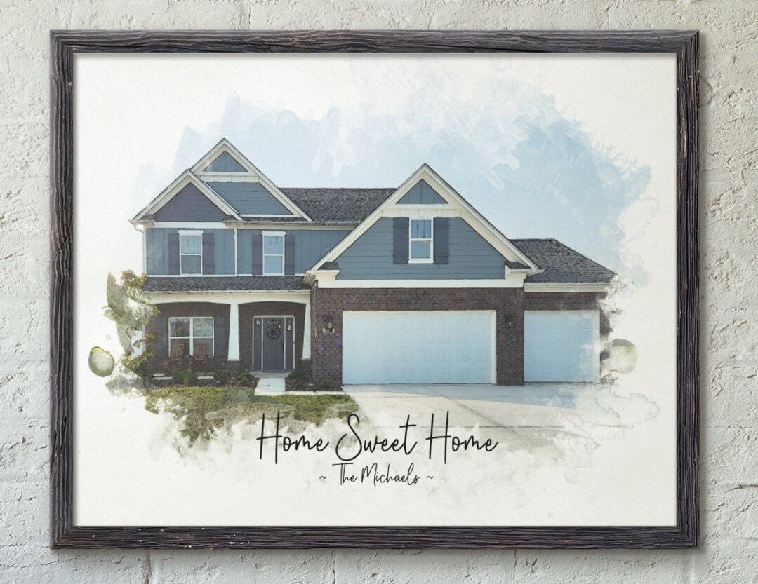 Custom House Painting, Housewarming Gift, Realtor Gift, Home Painting ...