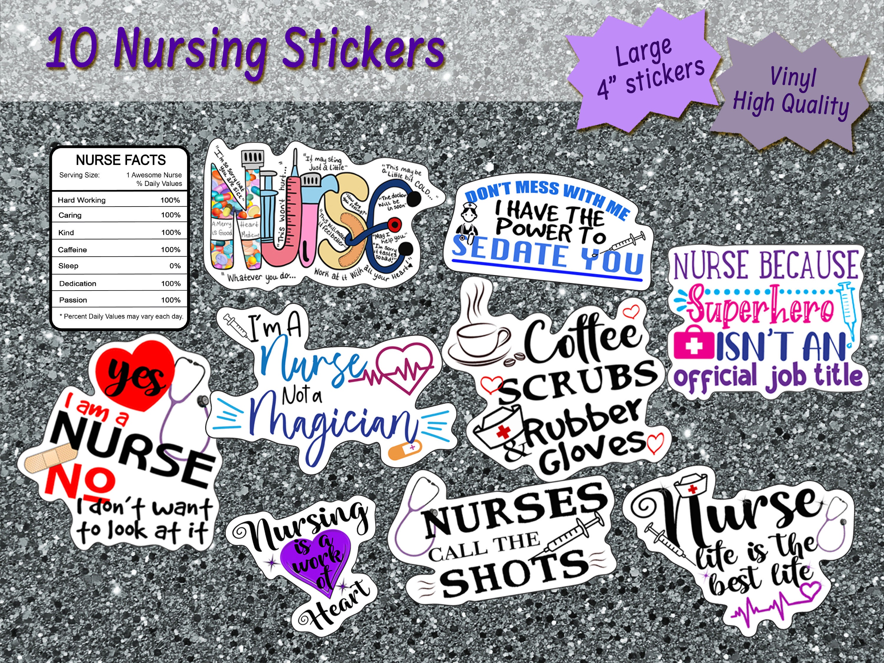 Perfect Nursing Gift Ten Cute Nursing Stickers Waterproof, Durable ...