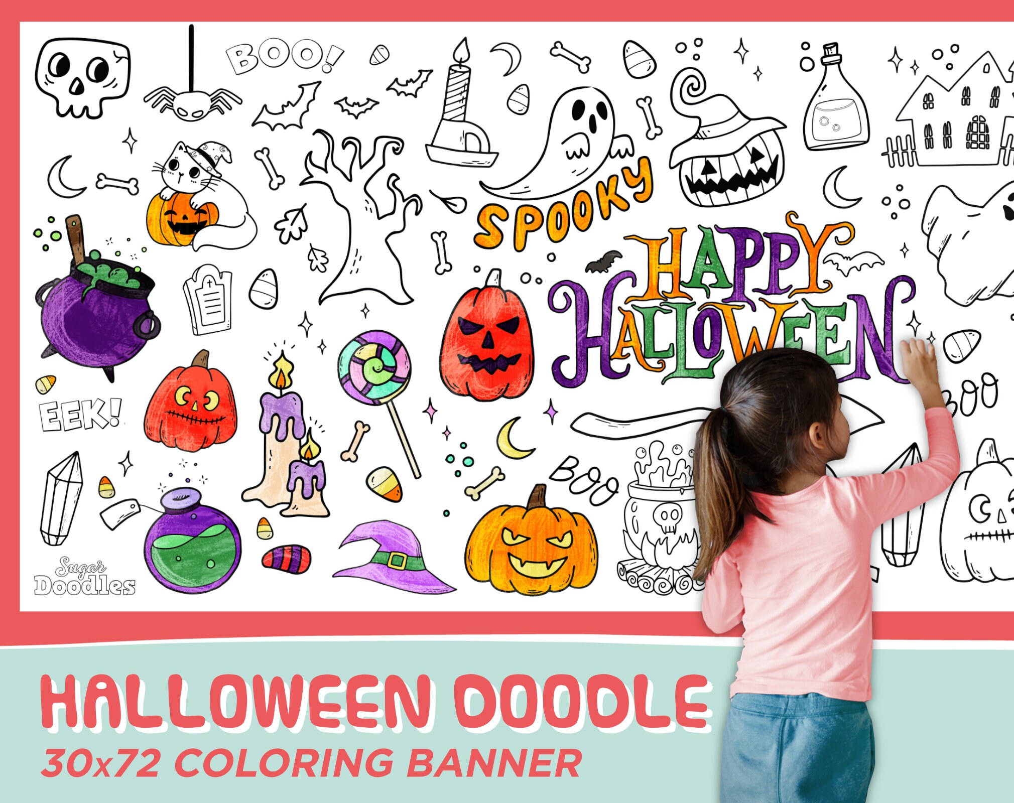 Happy Halloween Coloring Banner