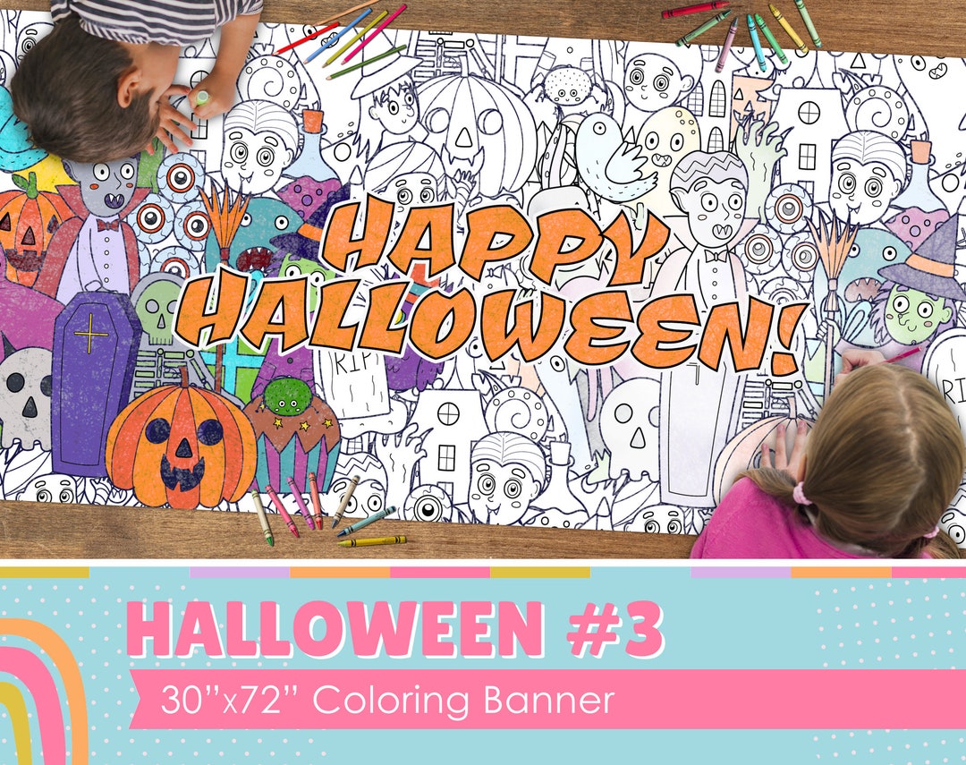 GIANT Halloween Coloring Banner | Paper Tablecloth | Fall Party ...