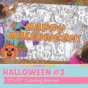 GIANT Halloween Coloring Banner | Paper Tablecloth | Fall Party ...
