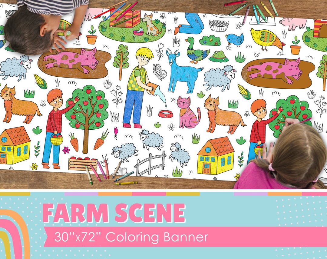 GIANT Farm Scene Coloring Banner | Coloring Poster | School Activity ...
