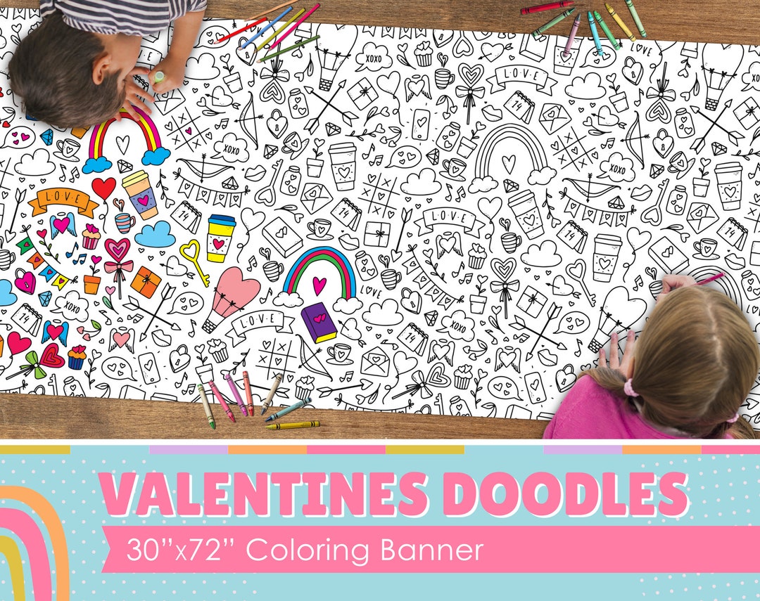 GIANT Valentines Day Coloring Banner | Coloring Poster | School ...