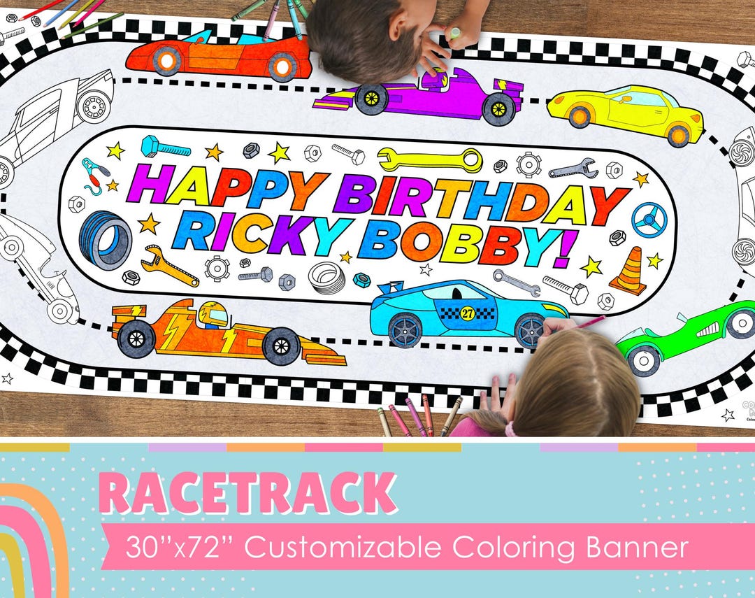 GIANT Race Track Coloring Banner | 6 Feet Long | 30" X 72" Inches ...