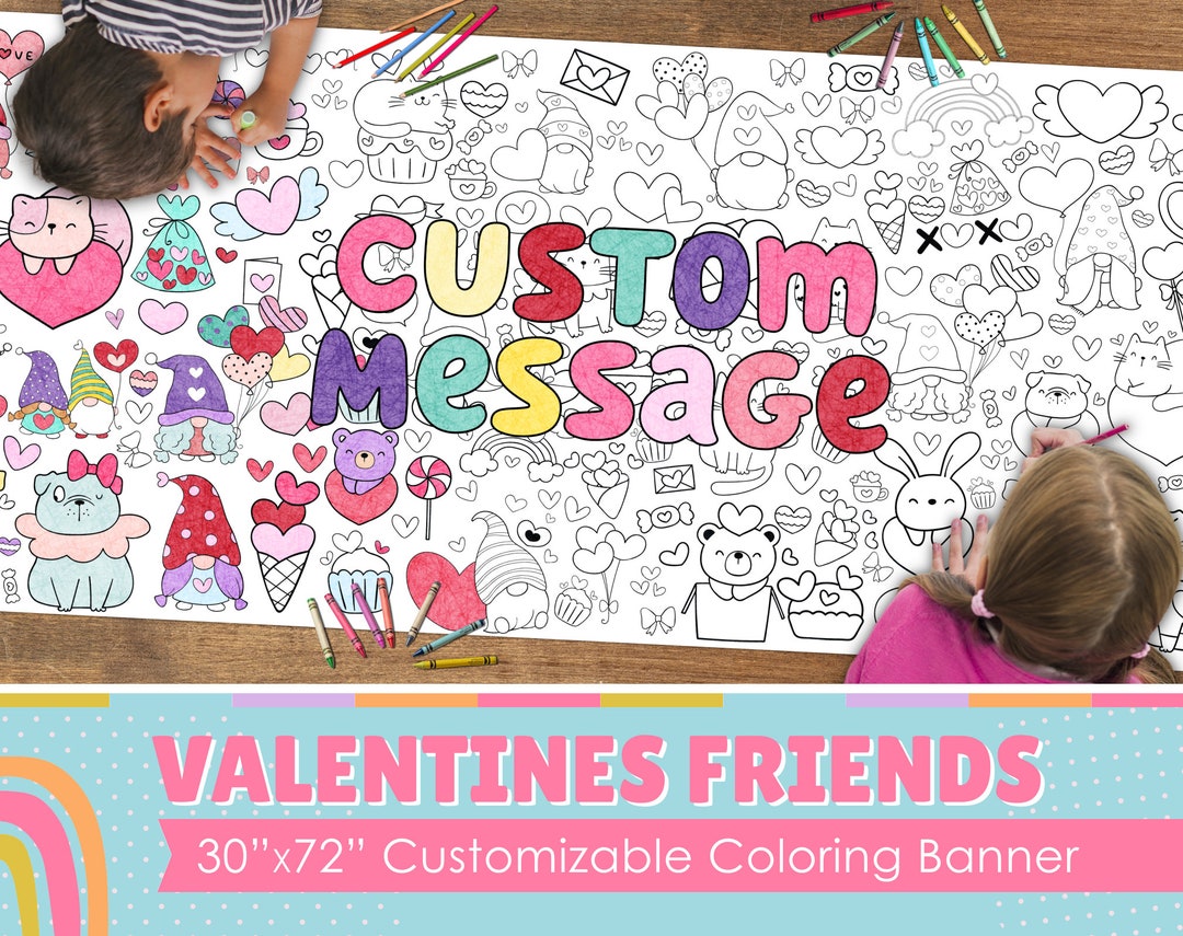 GIANT Valentines Day Coloring Banner | Coloring Poster | School ...