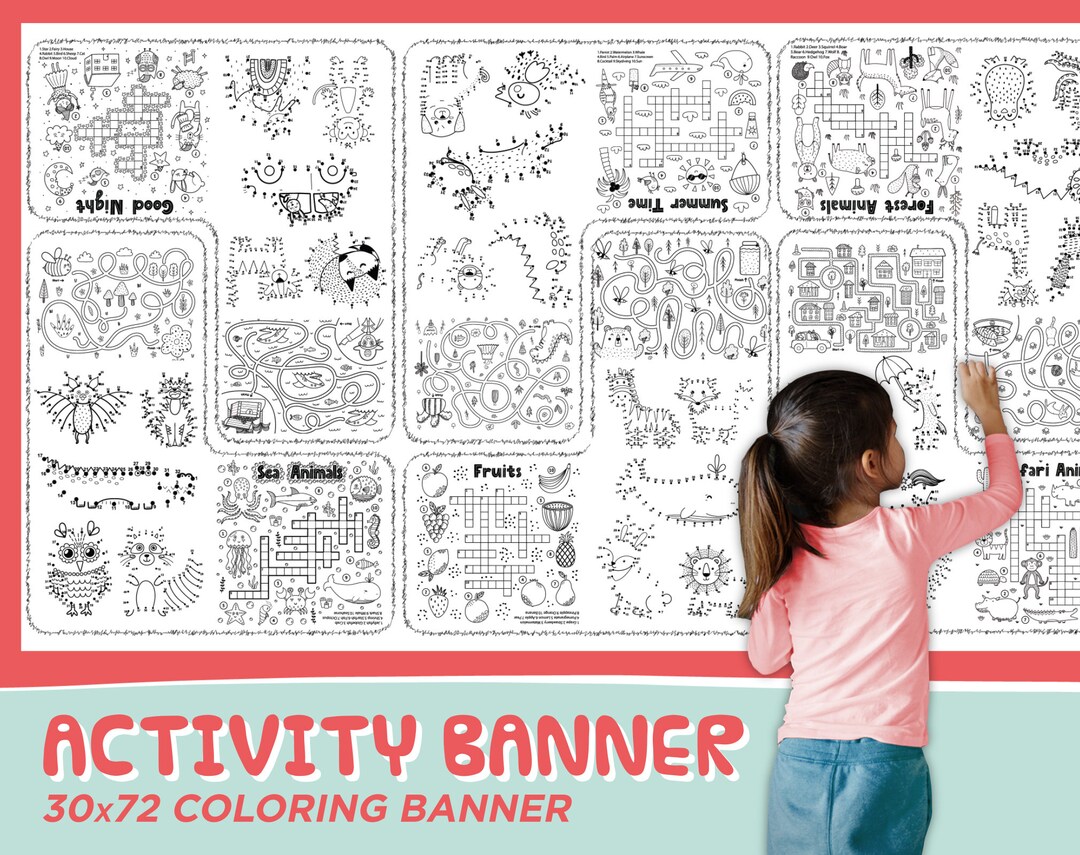 GIANT ACTIVITY Coloring Banner Huge Table Covering Connect the Dots ...