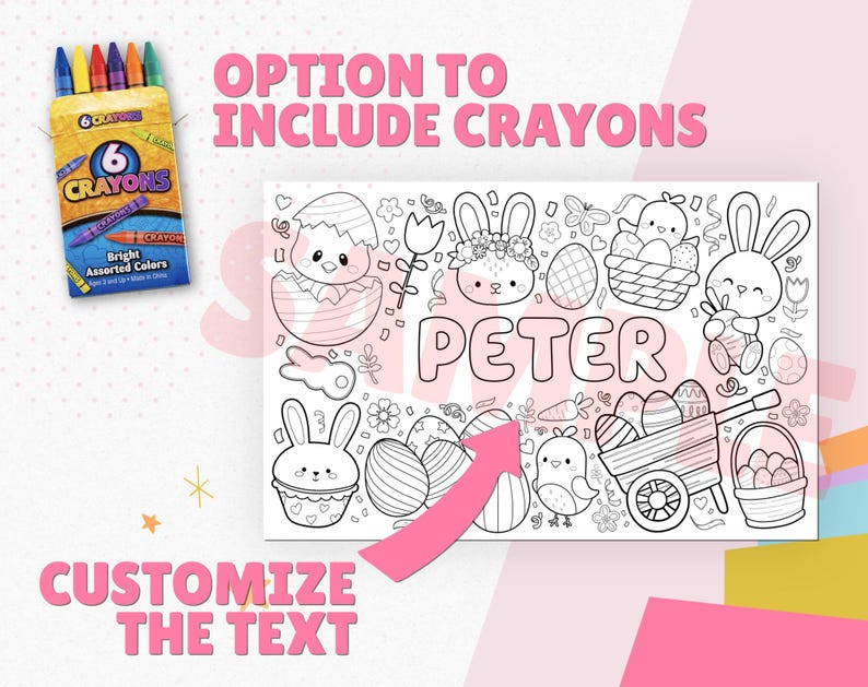 Easter Custom Coloring Placemat | 11" X 17" Inches | Personalized ...