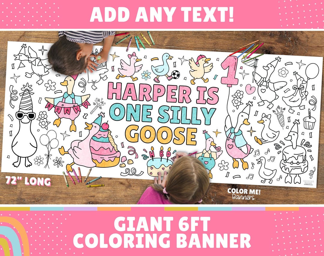 One Silly Goose Coloring Banner | Kids Party Activity (30" X 72") - Etsy